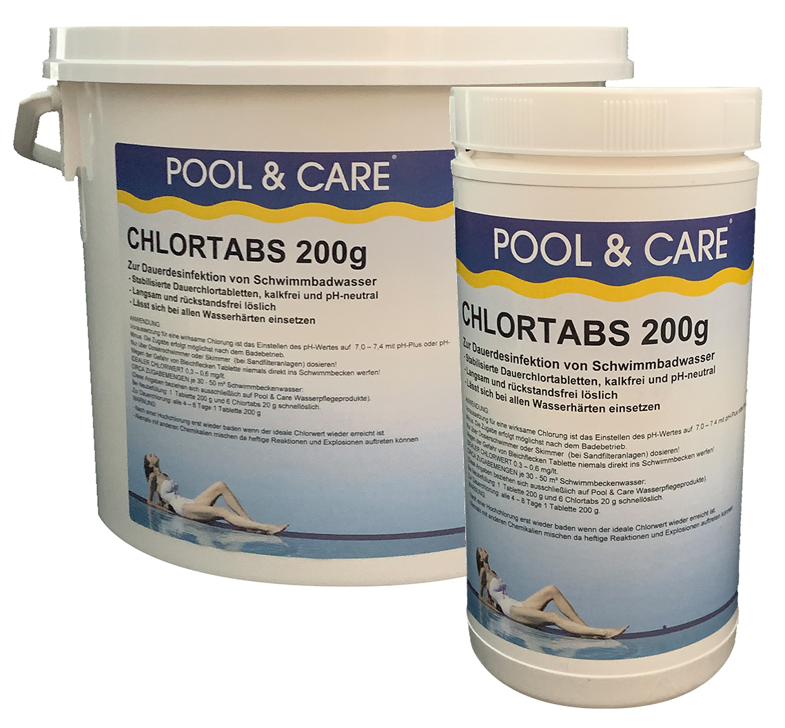 Pool & Care Chlortabs 200g langsamlöslich Dauerdesinfektion Chlor ...